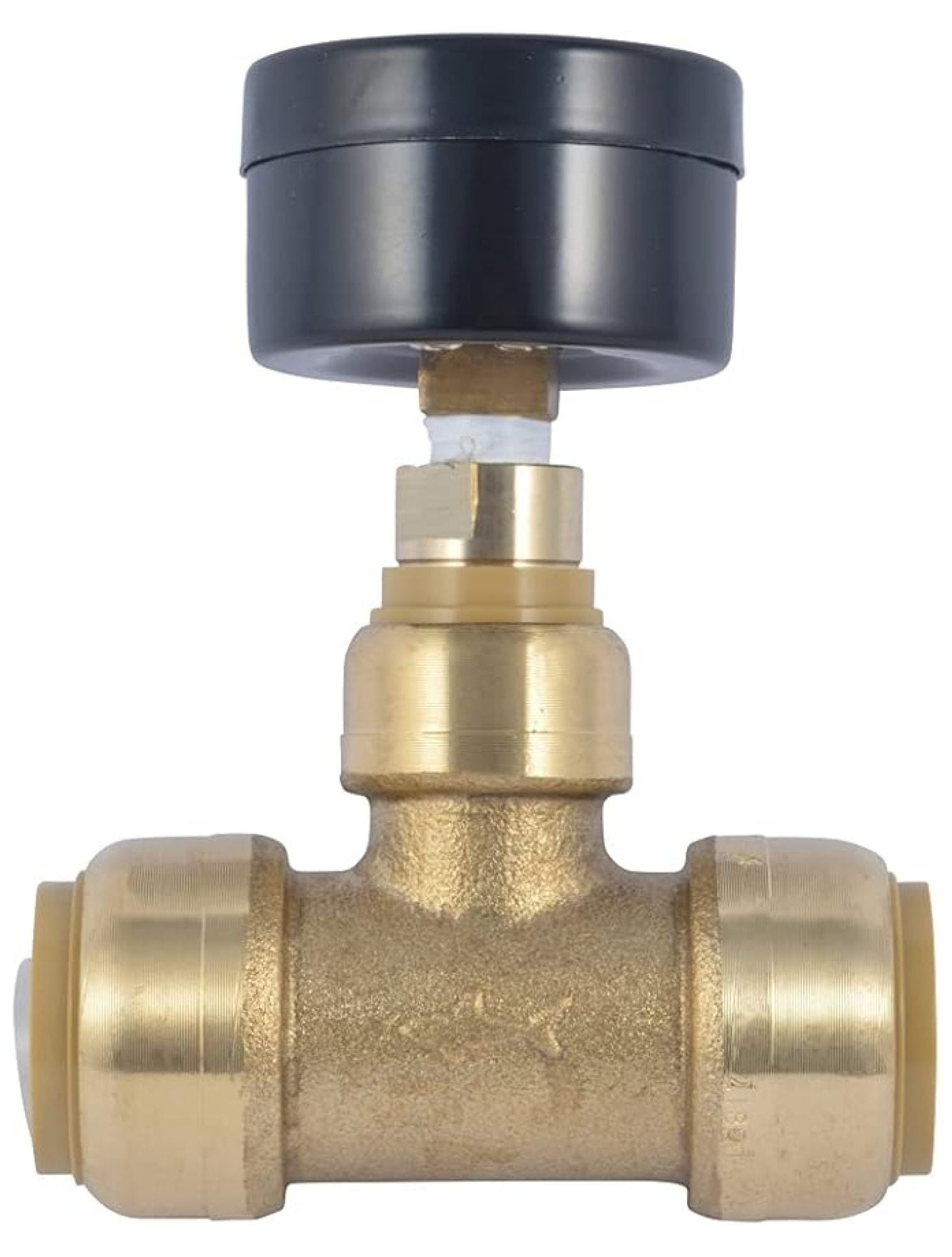 3/4 Inch Pressure Gauge Tee - Brass Push to Connect Plumbing Fitting ...