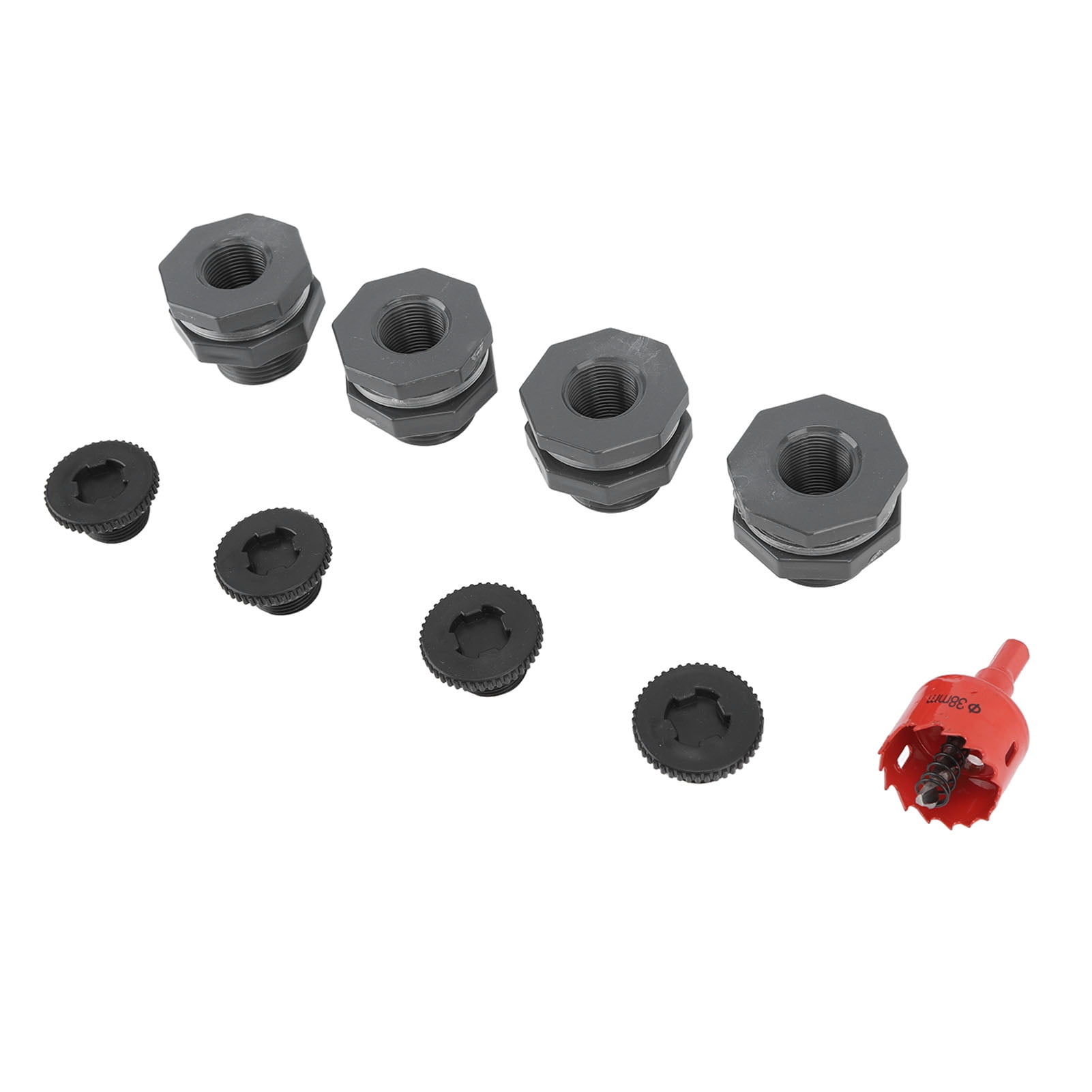 3/4 Inch Rain Barrel Bulkhead Fitting Kit with Plugs Hole Saw Tool PVC ...