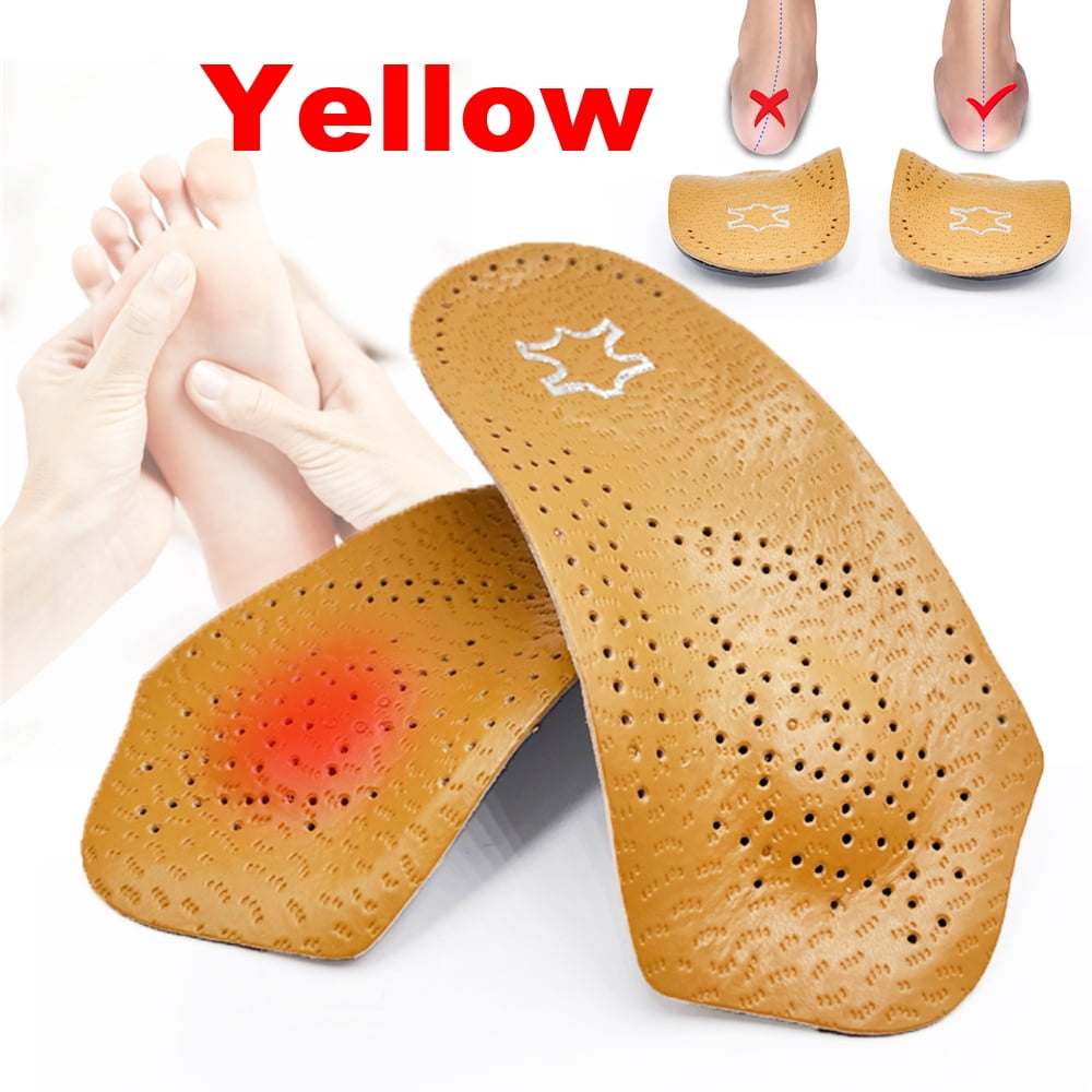 3/4 Leather Orthotic Insole arch support Flat Feet Heel Pain Half Pad ...