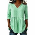 3/4 Length Sleeve Plaid Tunic Cotton Linen Tops for Women Western Fall ...