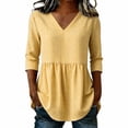 3/4 Length Sleeve Plaid Tunic Cotton Linen Tops for Women Western Fall ...