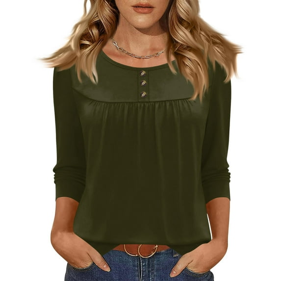 3/4 Length Sleeve Womens Tops 2026 Spring Summer Trendy Tee Shirts ...