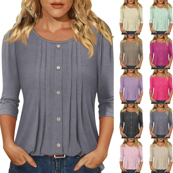 3/4 Length Sleeve Womens Tops 2026 Spring Summer Trendy Tee Shirts ...