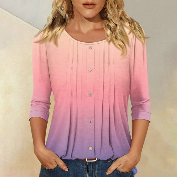 3/4 Length Sleeve Womens Tops 2026 Spring Summer Trendy Tee Shirts ...