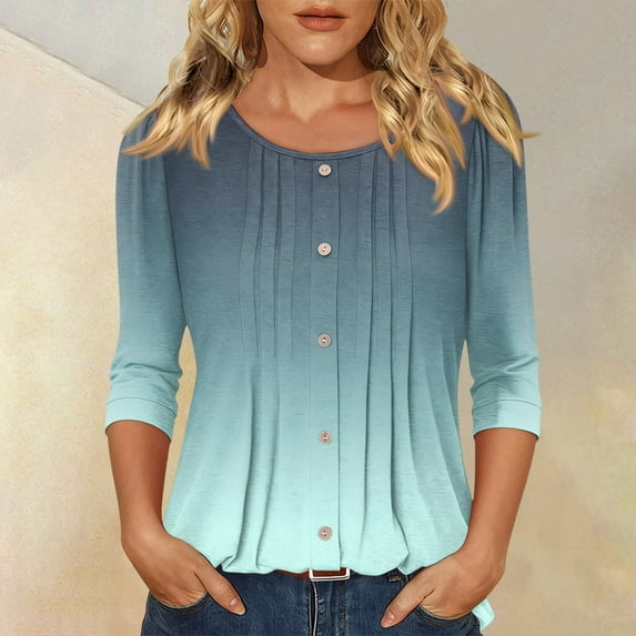 3/4 Length Sleeve Womens Tops 2026 Spring Summer Trendy Tee Shirts ...