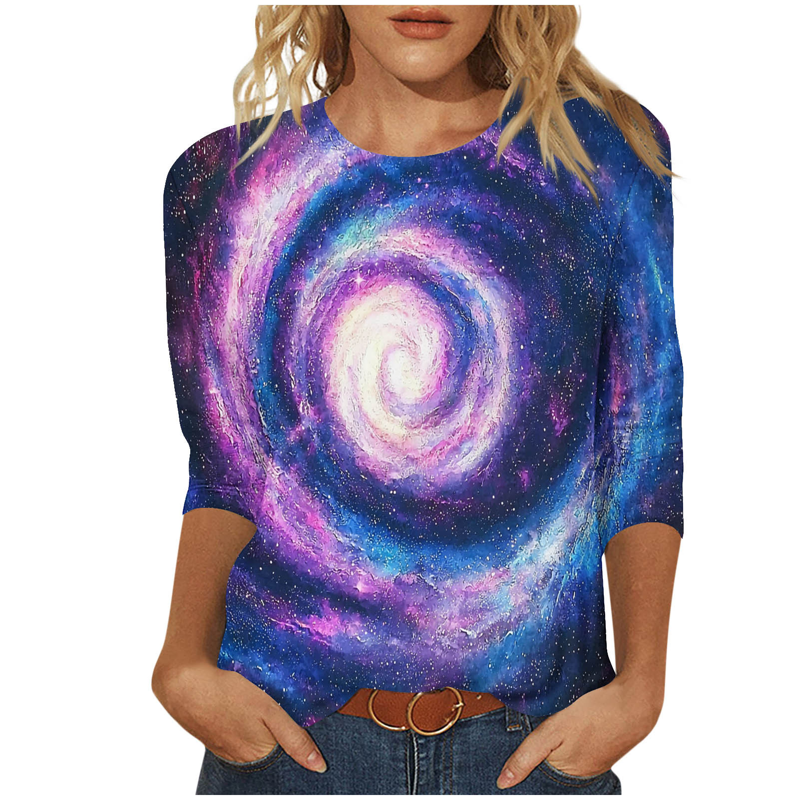 3/4 Length Sleeve Womens Tops Black Fitted, Womens Tops Summer 2025 ...