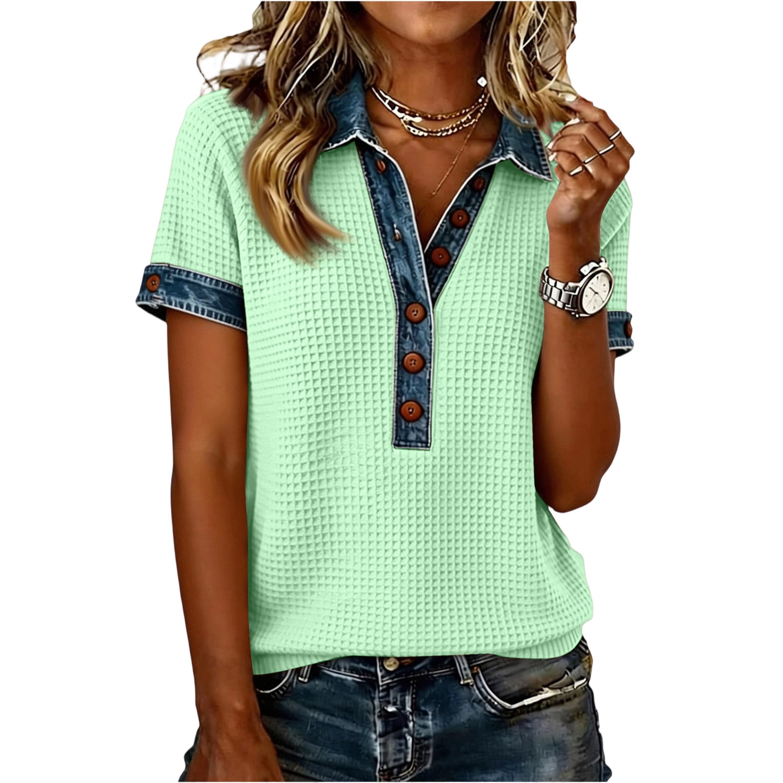 3/4 Length Sleeve Womens Tops Boho Blouses Peasant Floral V Neck Shirts ...