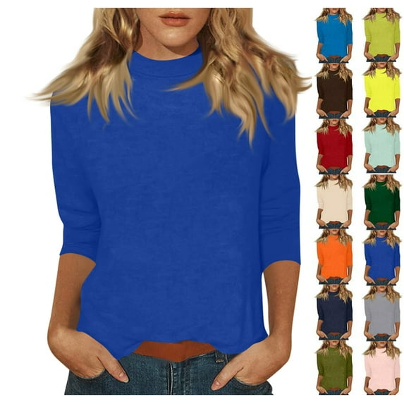 3/4 Length Sleeve Womens Tops Casual Loose Fit Crewneck T Shirts Cute ...