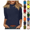 3/4 Length Sleeve Womens Tops Casual Loose Fit Crewneck T Shirts Cute ...