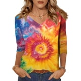 3/4 Length Sleeve Womens Tops Casual V Neck Shirts Soft Basic Tees ...