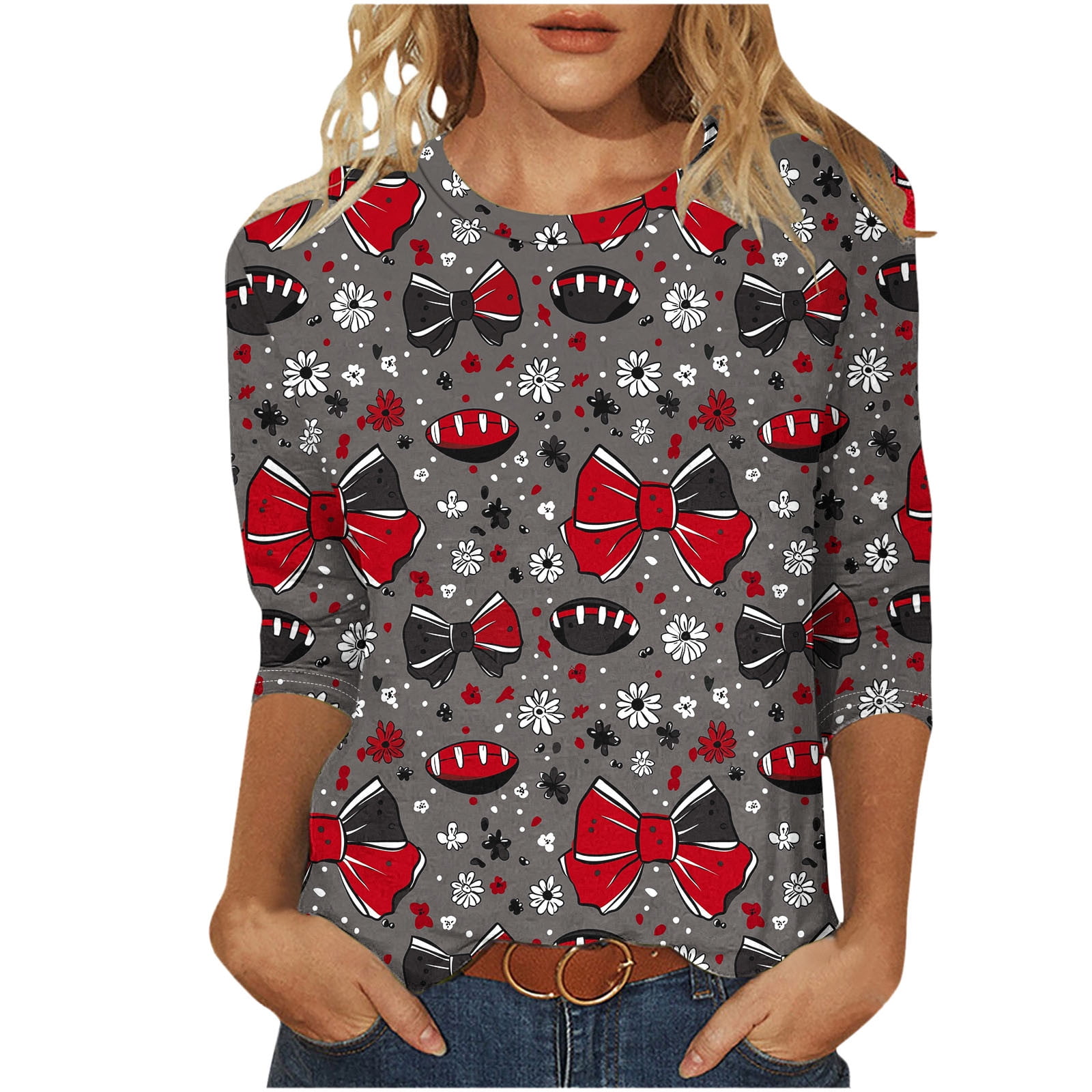 3/4 Length Sleeve Womens Tops Dressy Casual Blouse, Womens Tops Plus Size Spring Tops For Women ...