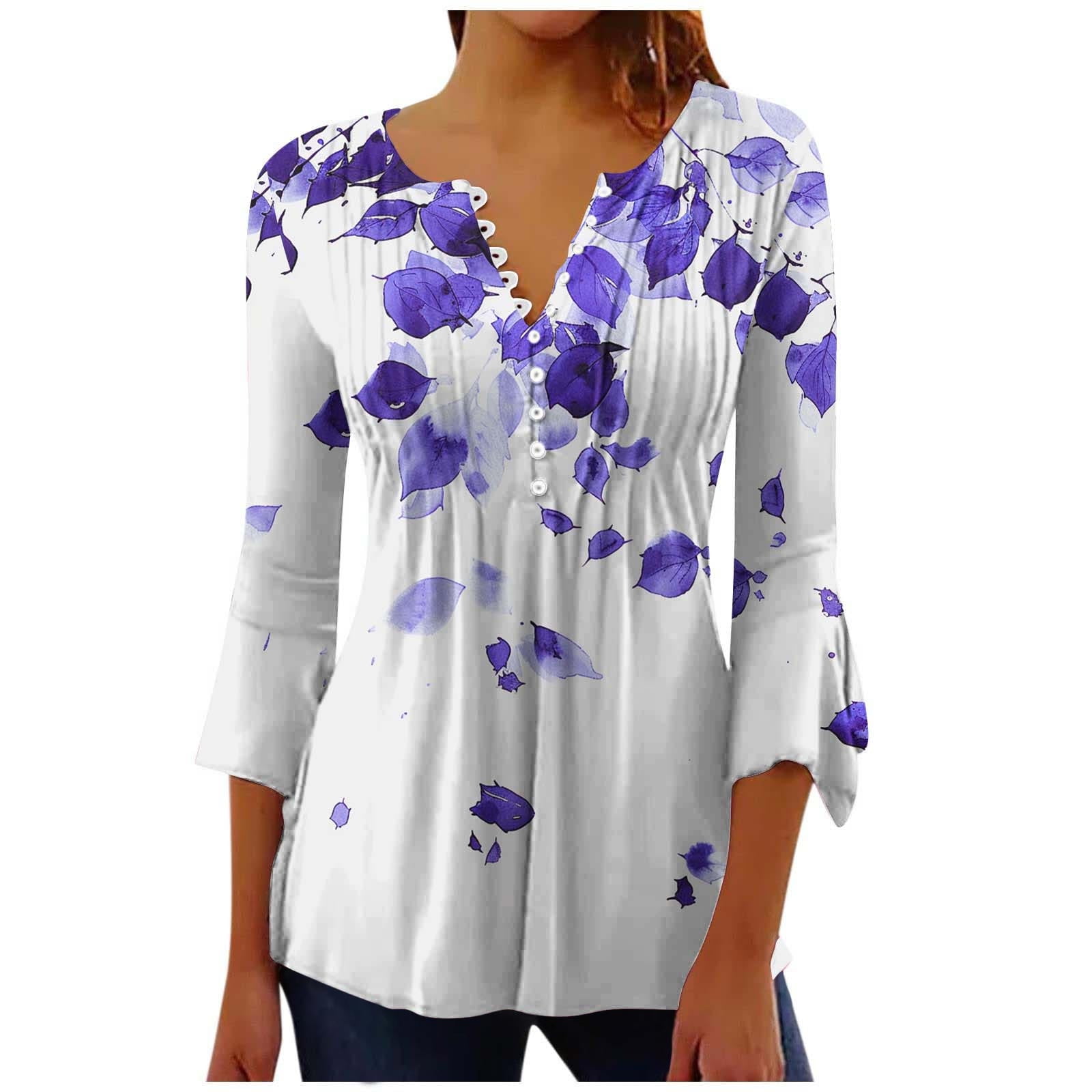 3/4 Length Sleeve Womens Tops Plus Size Petite, Womens Tops Casual ...