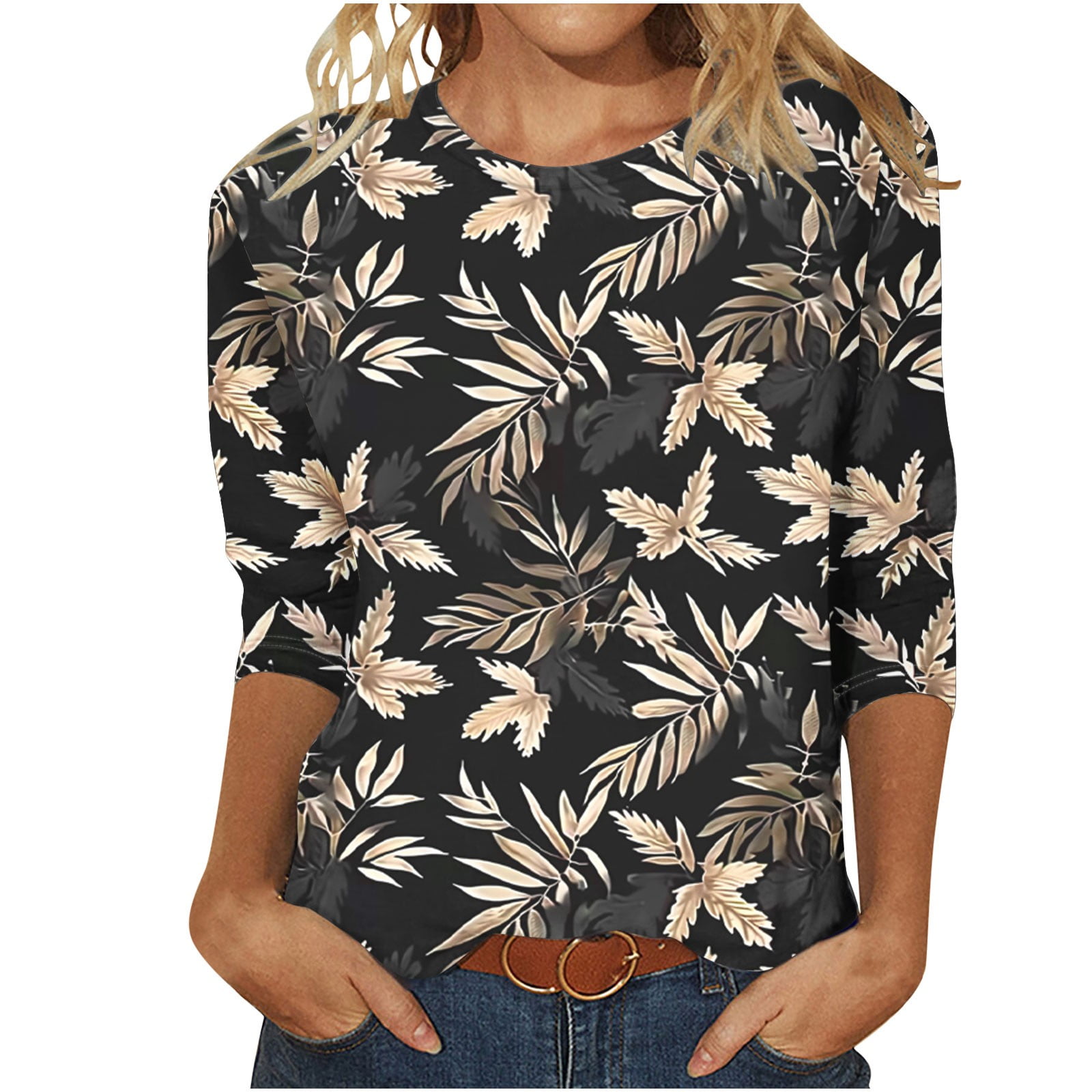 3/4 Length Sleeve Womens Tops, Womens Tops Plus Size Long Sleeve Dressy Spring Tops For Women ...