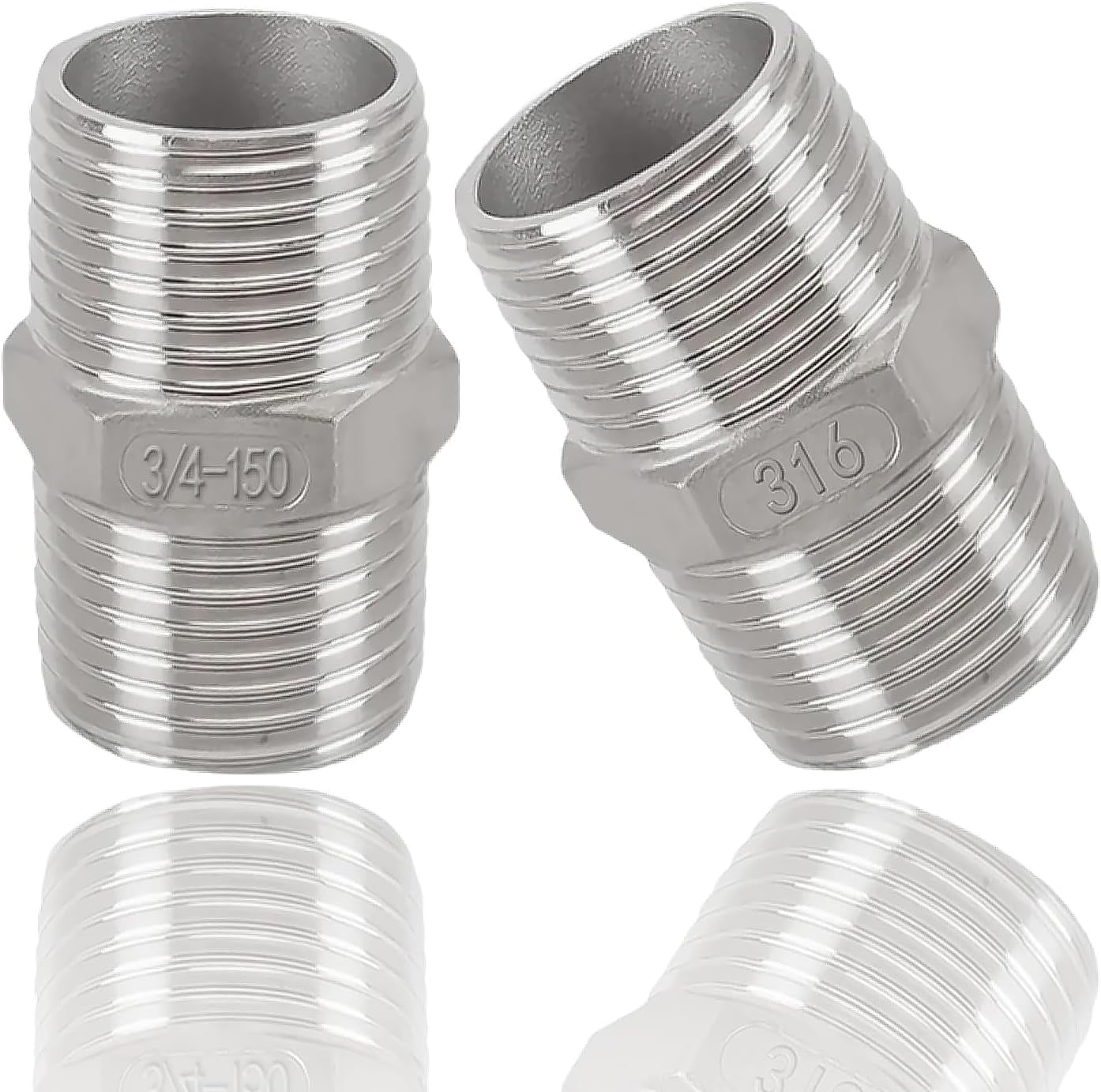 3/4" Male to 3/4" Male Hex Nipple , 316 Stainless 3/4 Inch NPT Threaded ...