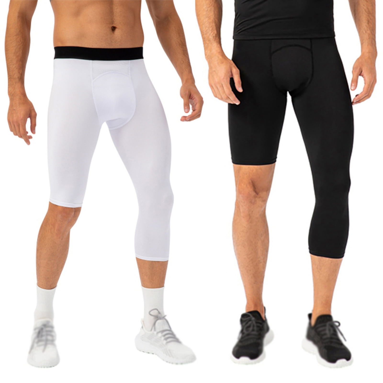 3/4 Men's One Leg Compression Tights, Single Leg Quick Dry Pants ...