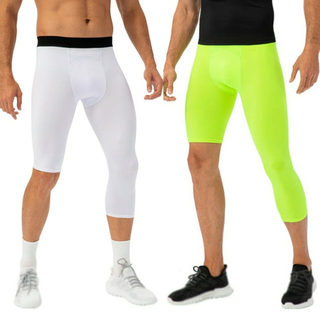 3/4 Men's One Leg Compression Tights, Single Leg Quick Dry Pants ...