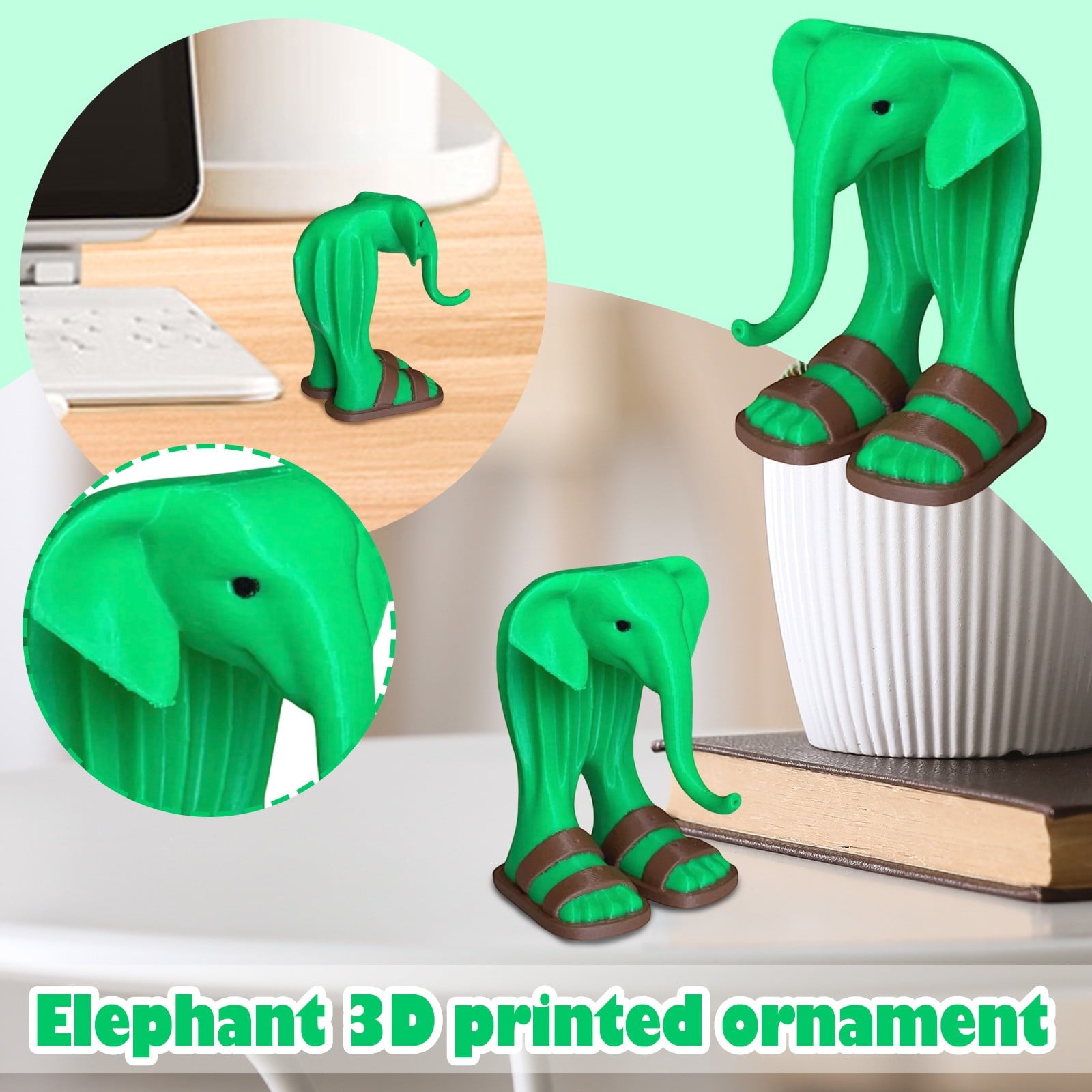 3.4" Mini Animals Green Elephant Figure Toys Italian Brainrot,AI ...