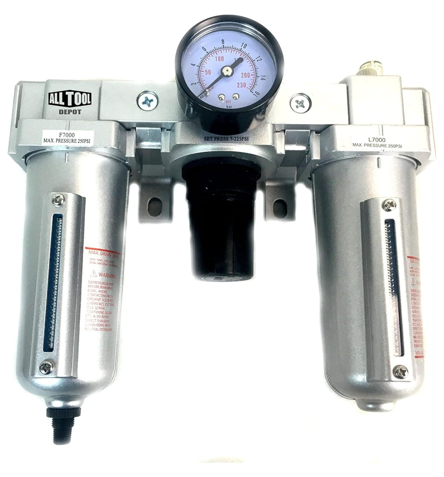 3/4" NPT Compressed Air Preparation Filter/Regulator/Lubricator FRL w ...