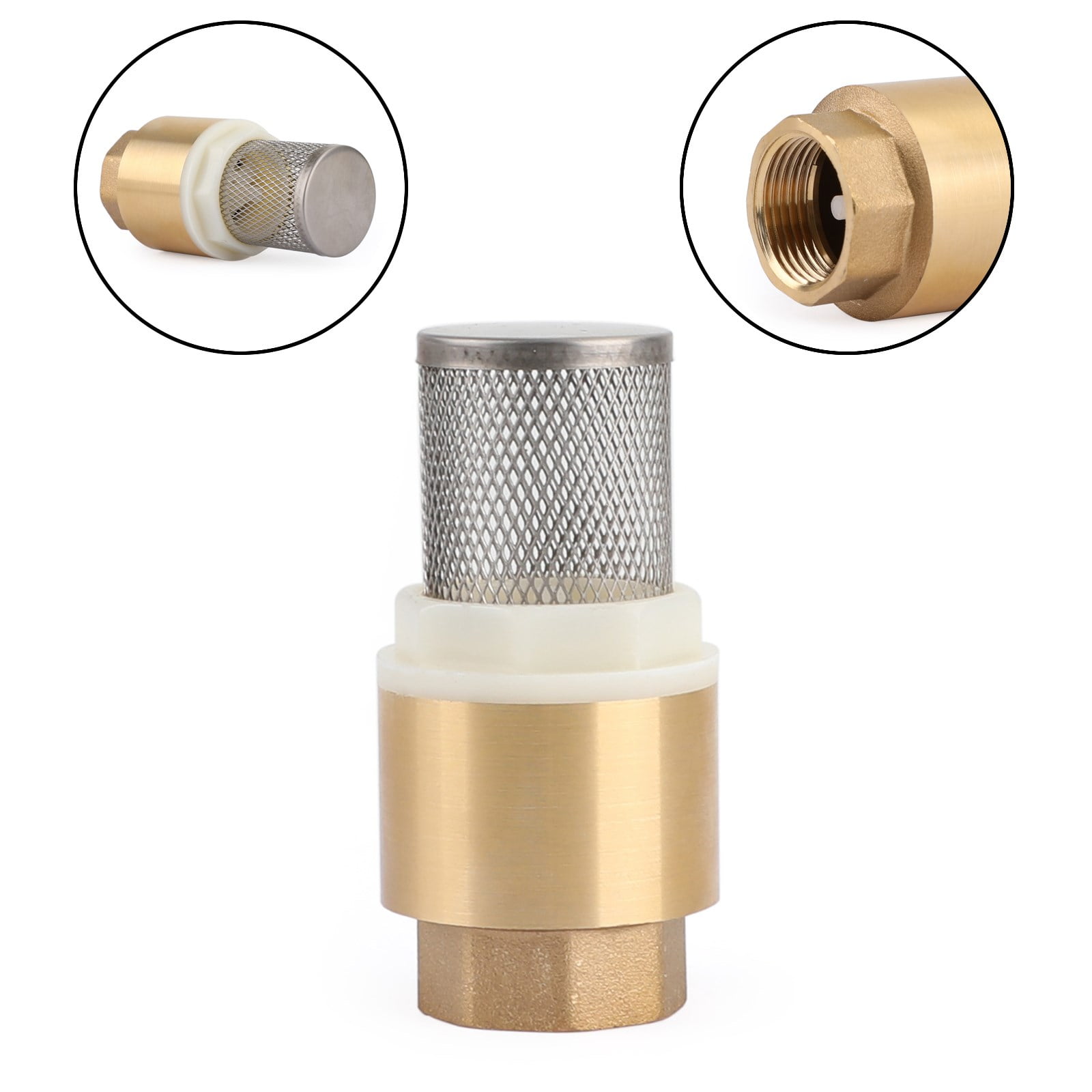 3/4" NPT Inline Check Foot Valve Brass Spring Loaded With Filter 200 ...