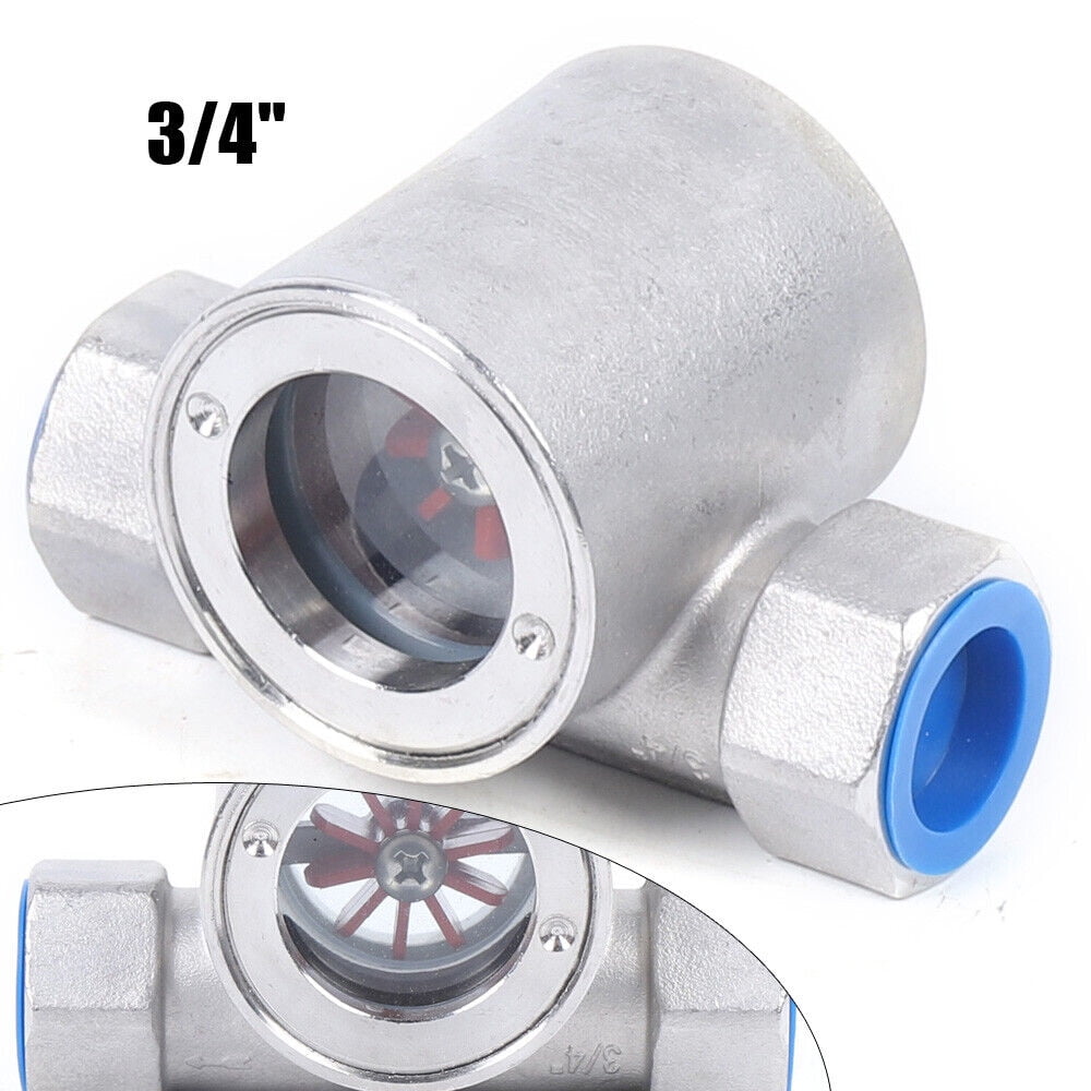 3/4" NPT Sight Water Flow Indicator W/ Plastic Impeller Stainless Steel ...