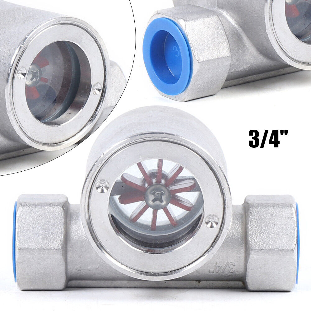 3/4" NPT Sight Water Flow Indicator W/ Plastic Impeller Stainless Steel ...