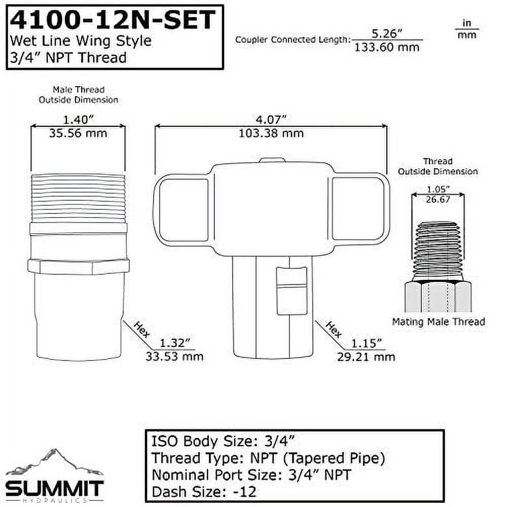 3/4" NPT Wet-Line Wing Nut Hydraulic Quick Disconnect Coupler/Coupling ...
