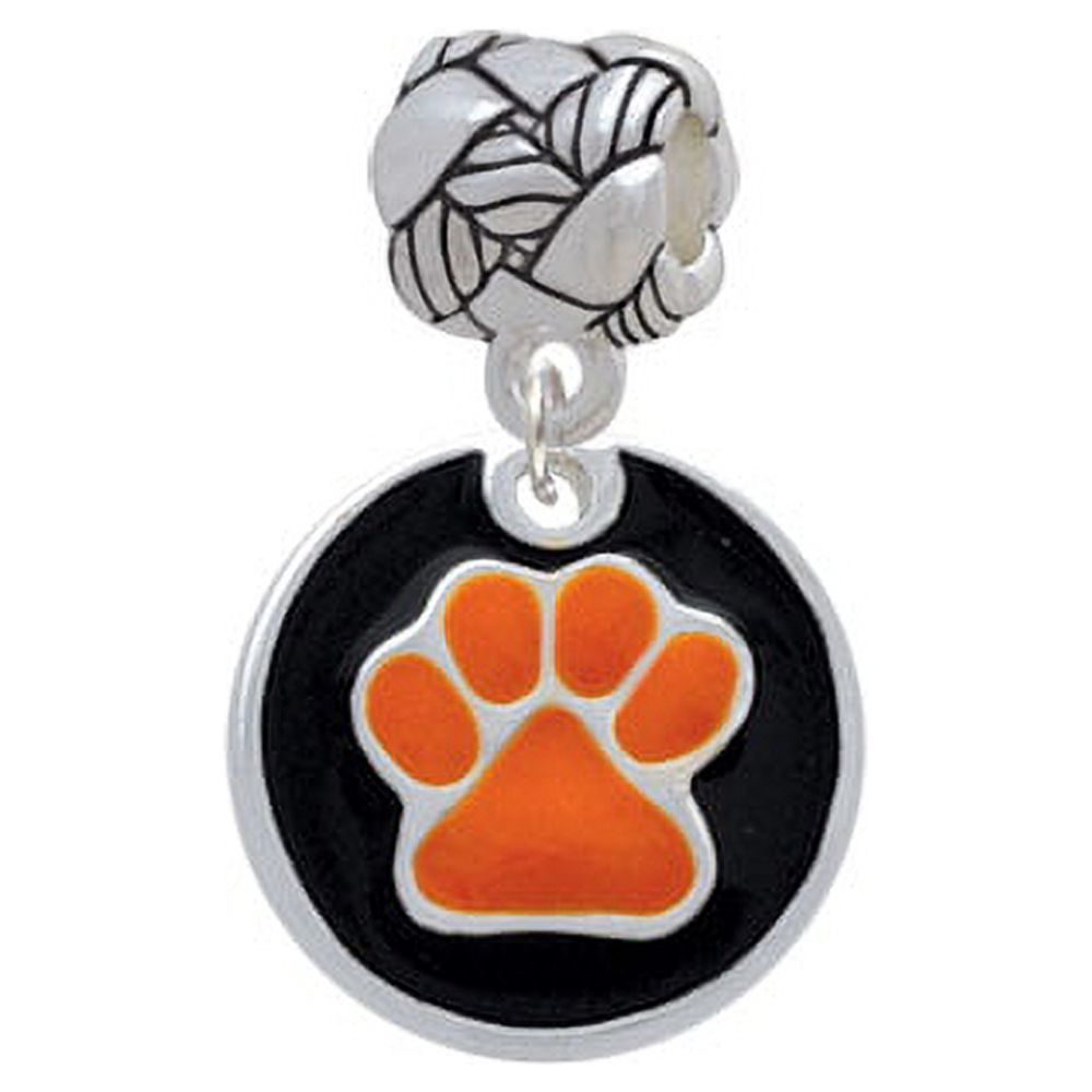 3/4'' Orange Paw in Black Circle - Woven Rope Charm Bead - Walmart.com