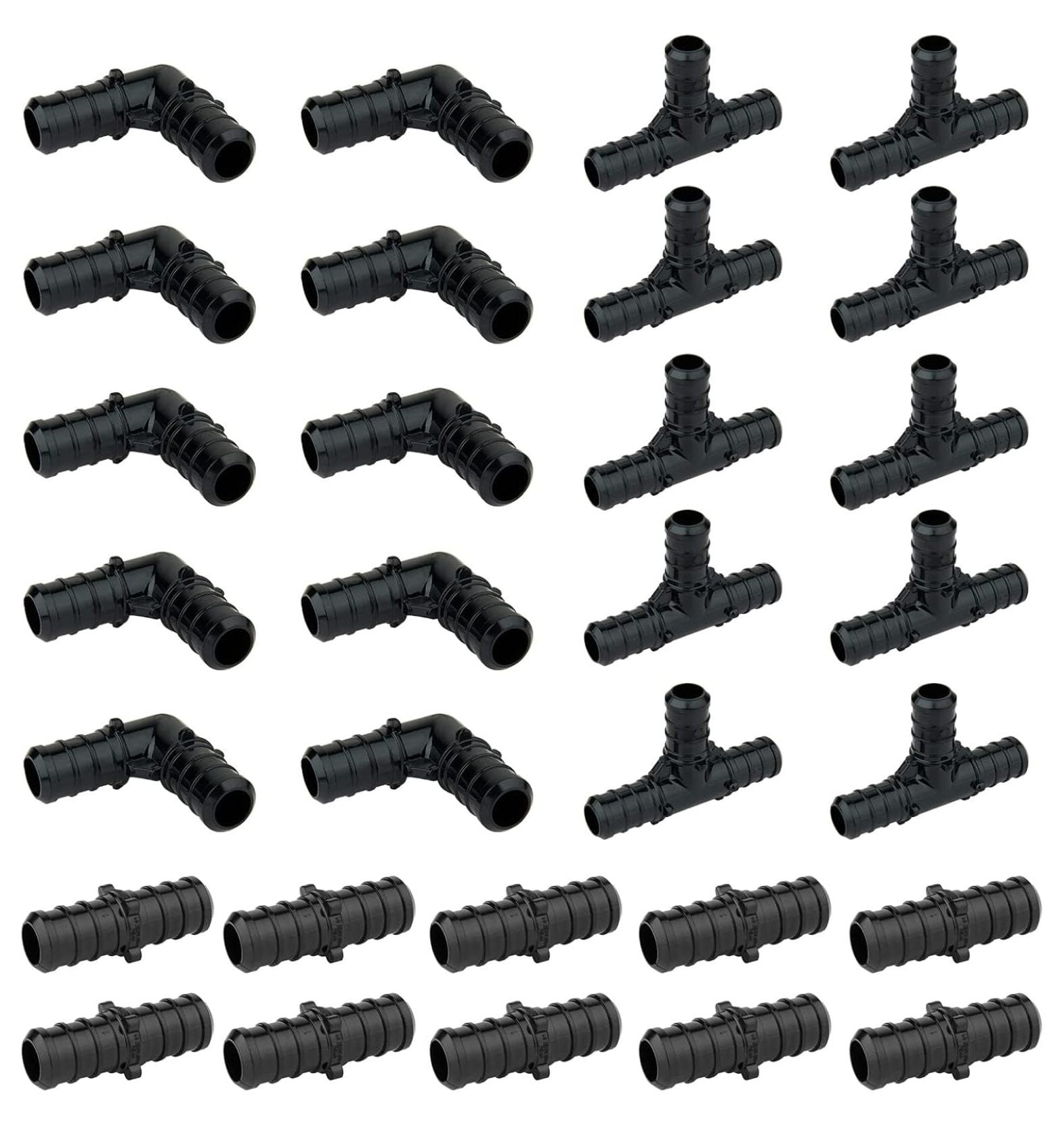 3/4" PEX PPSU Barb Crimp Fittings Combo with Elbow (10 PCS) + Tee (10 PCS) + Coupling (10 PCS),3 ...