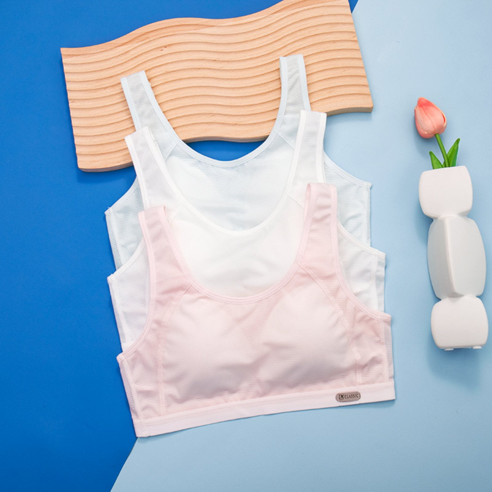 3/4-Pack Girls Training Bra Cotton Sports Bralette Seamless Cami Crop ...