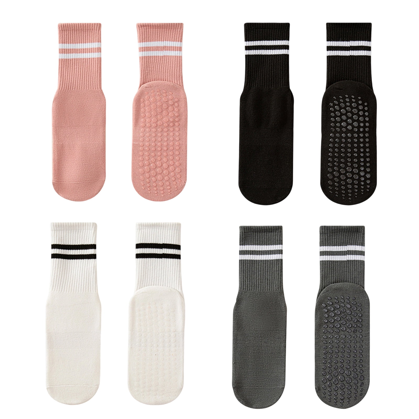 3/4 Pairs Women's Gripped Sports Socks Soft Cotton Ankle Socks with ...