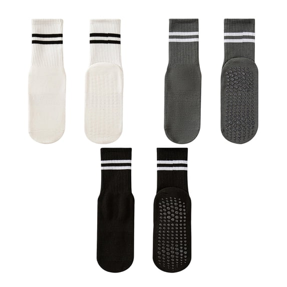 3/4 Pairs Women's Sports Socks with Grips Nonslip Ankle Length Double ...