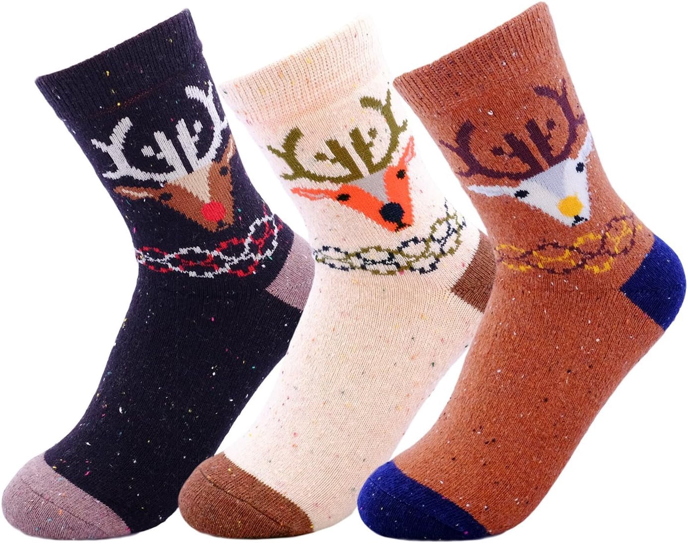 3-4 Pairs Womens Multicolor Fashion Warm Wool Cotton Thick Winter Crew ...