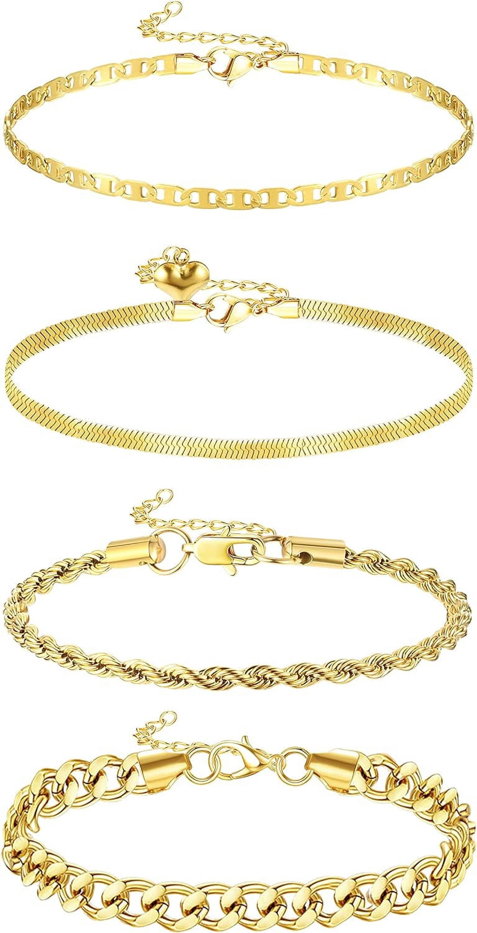 3-4 Pcs Stainless Steel Chain Anklet For Women Dainty Boho Tennis Ankle ...
