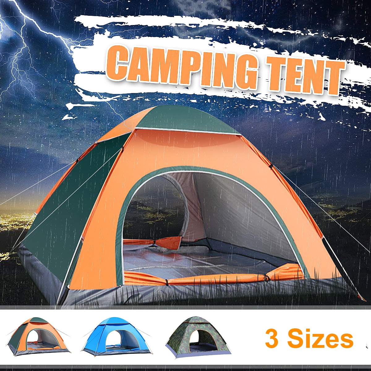 3-4 Person Weatherproof Tent - Dome Family Tent, Waterproof, Windproof ...