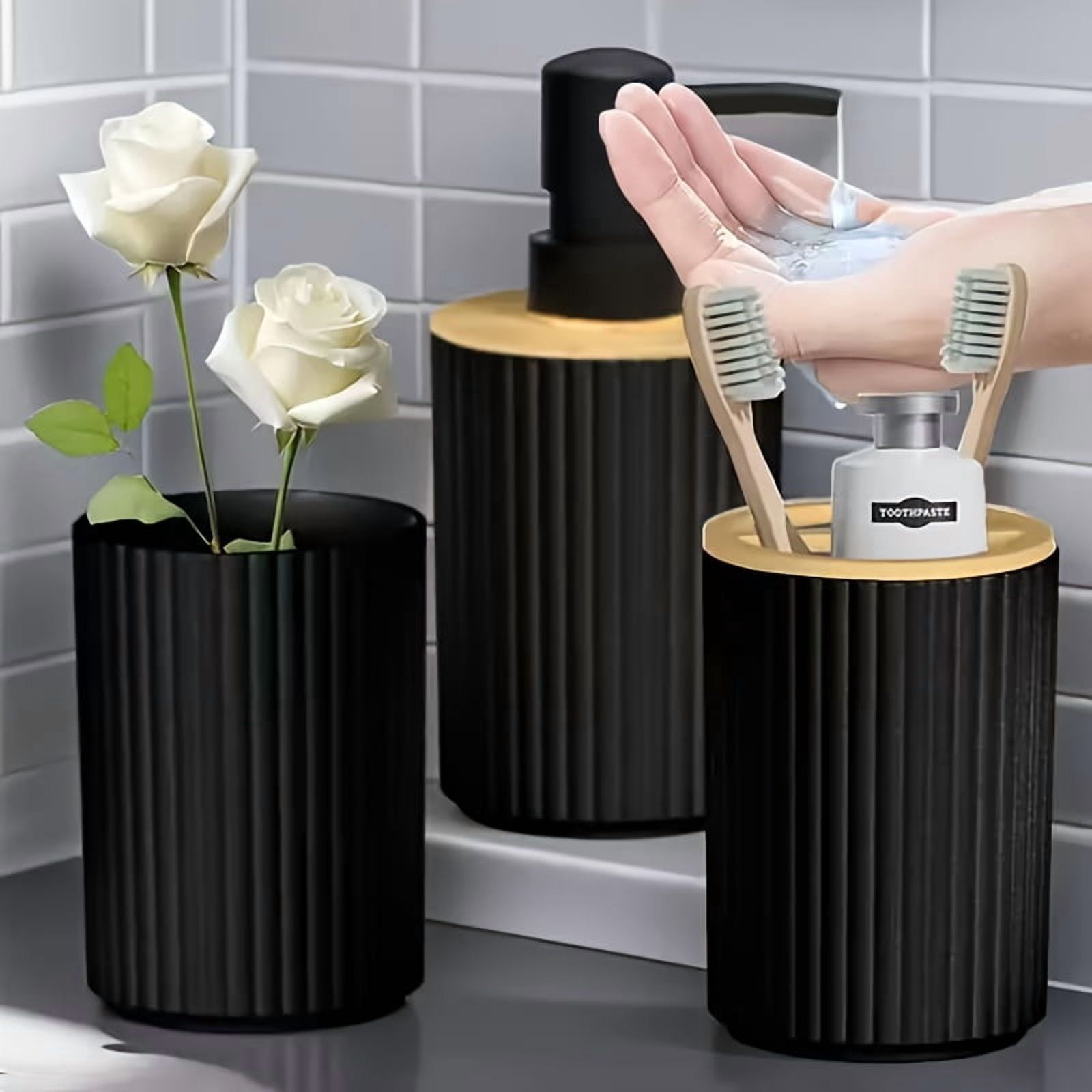 3/4 Pieces Bathroom Storage Set, Countertop Soap Dispenser and ...