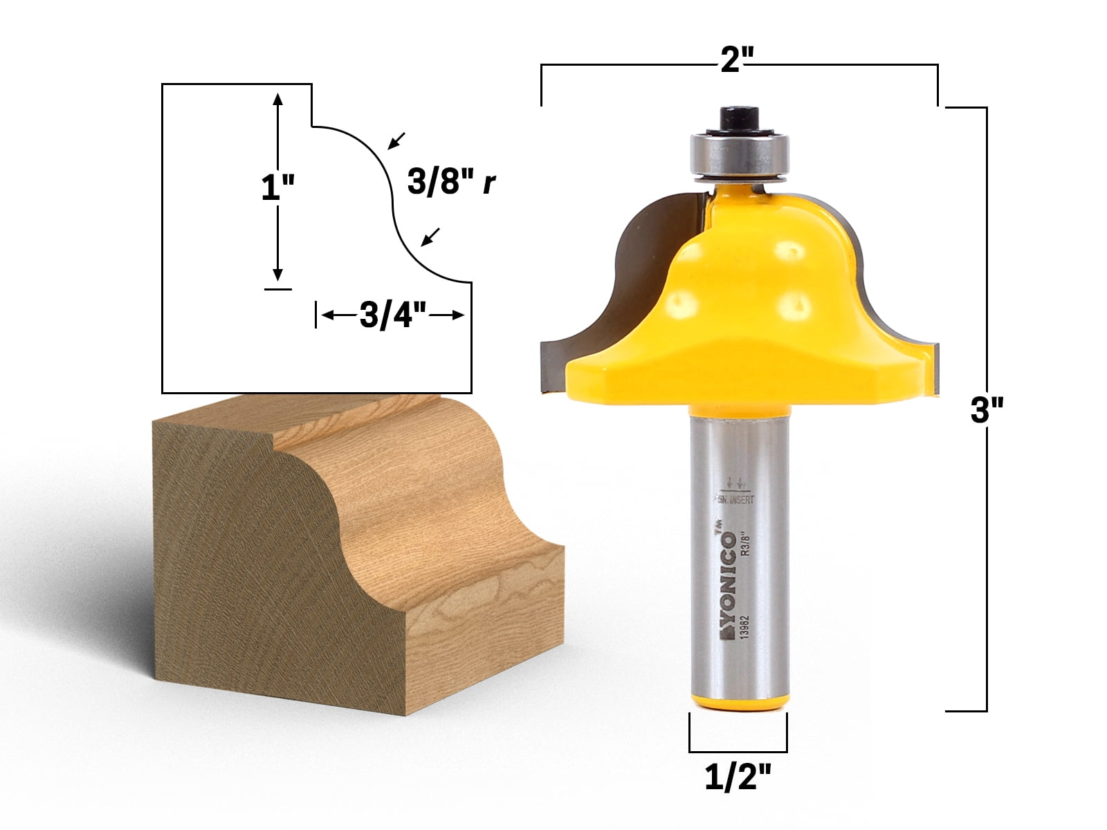 3/4" Roman Ogee Edge Forming Router Bit - 1/2" Shank - Yonico 13982 ...