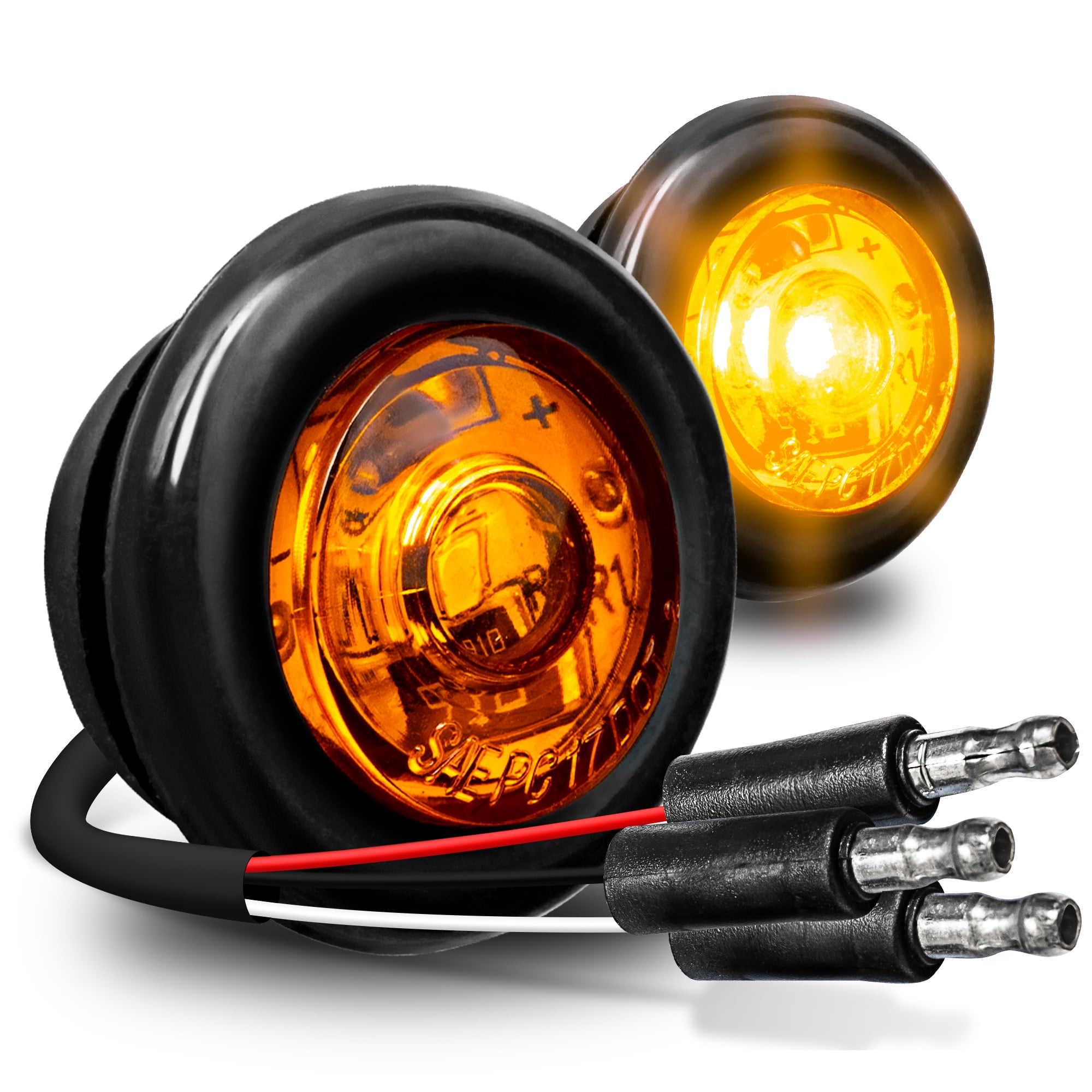 3/4" Round Amber Trailer LED Marker Light [3 Wire/ DRL & Turn Signal ...