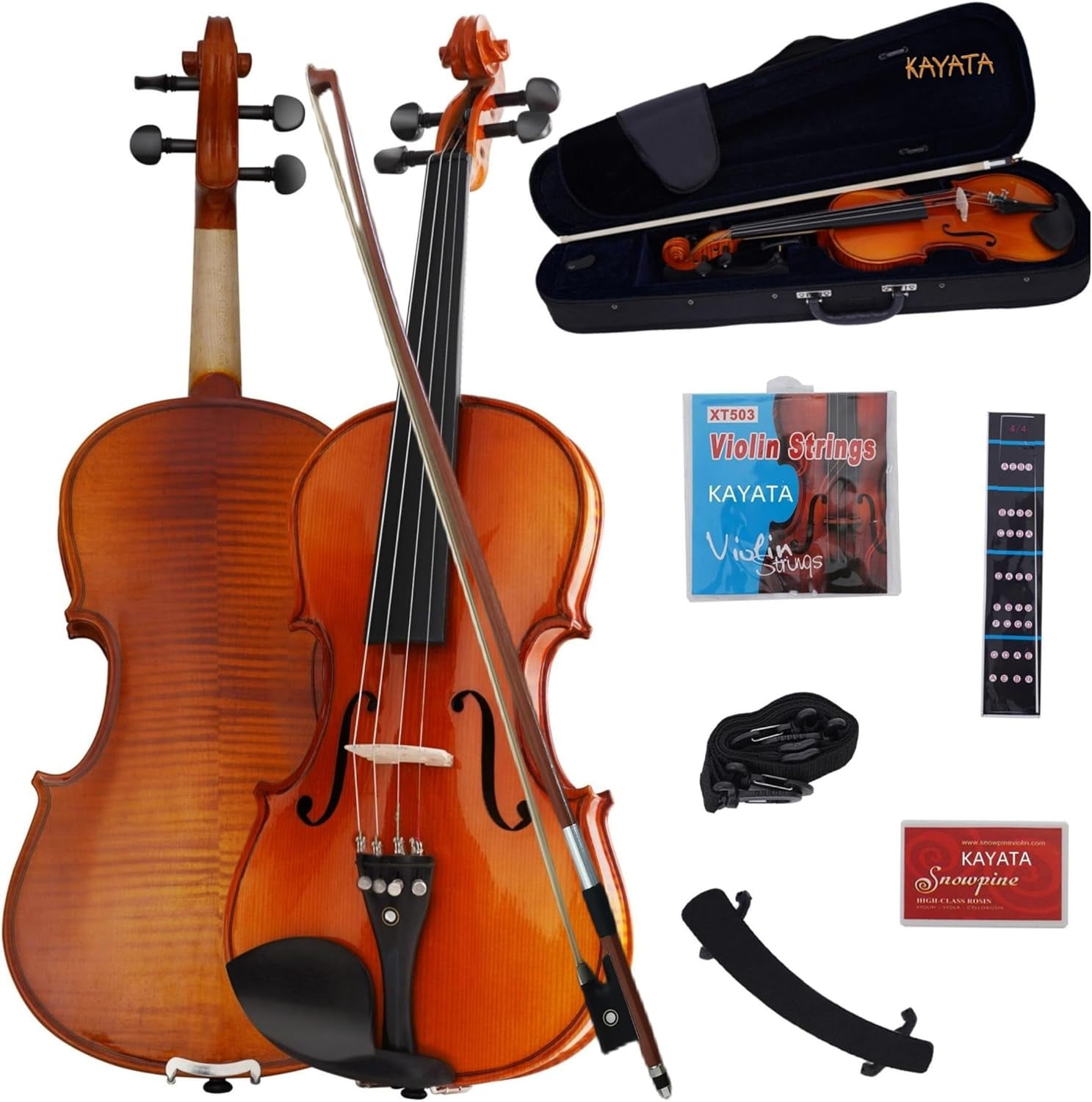 3/4 Size Violin set, Beginner Students Violin,Maple Wood Violin Ebony ...
