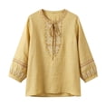 3/4 Sleeve Embroidered Tops for Women Floral Embroidered Top Gauze Tops ...