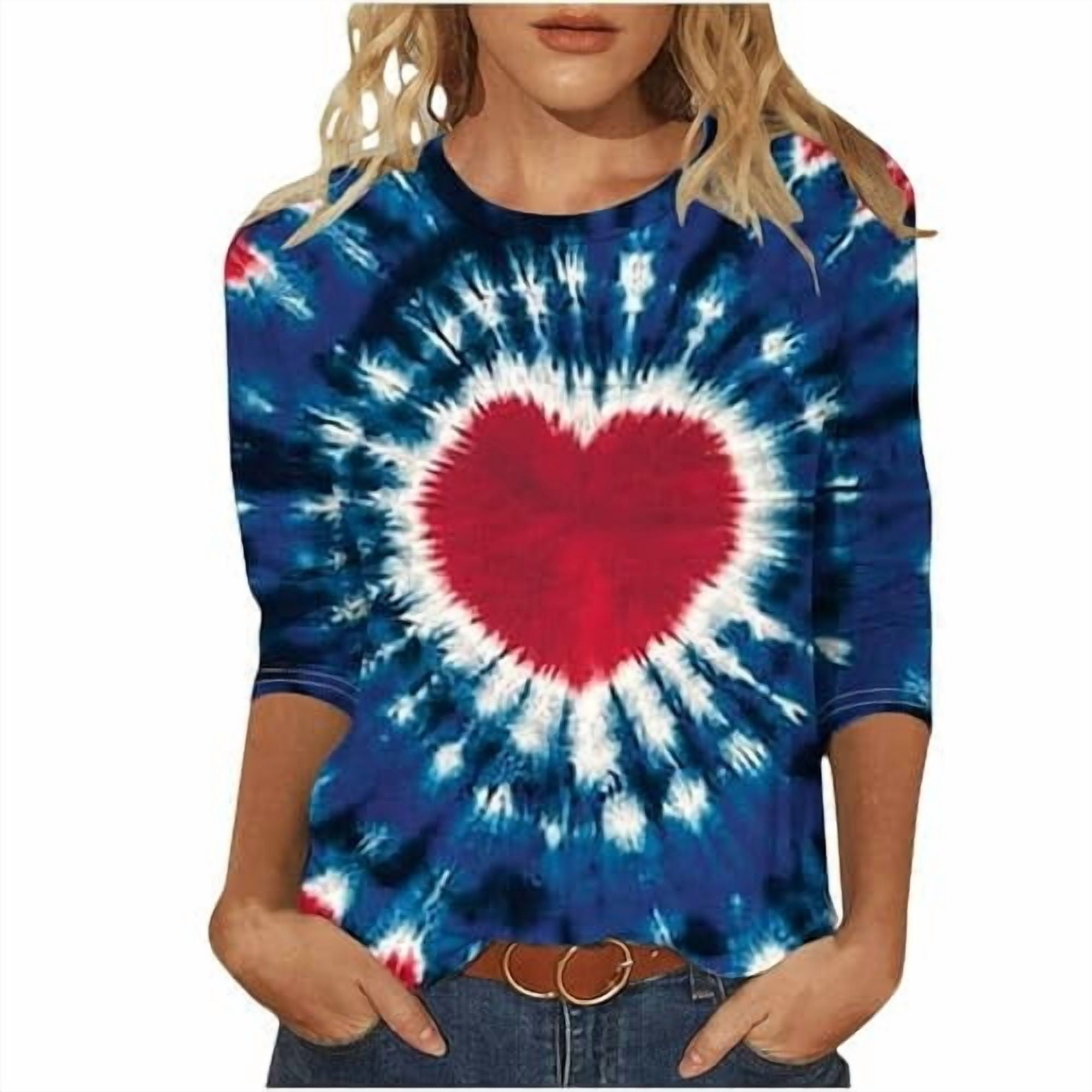 3/4 Sleeve Heart Graphic Shirts - Women's Cute Funny Valentine's Day ...