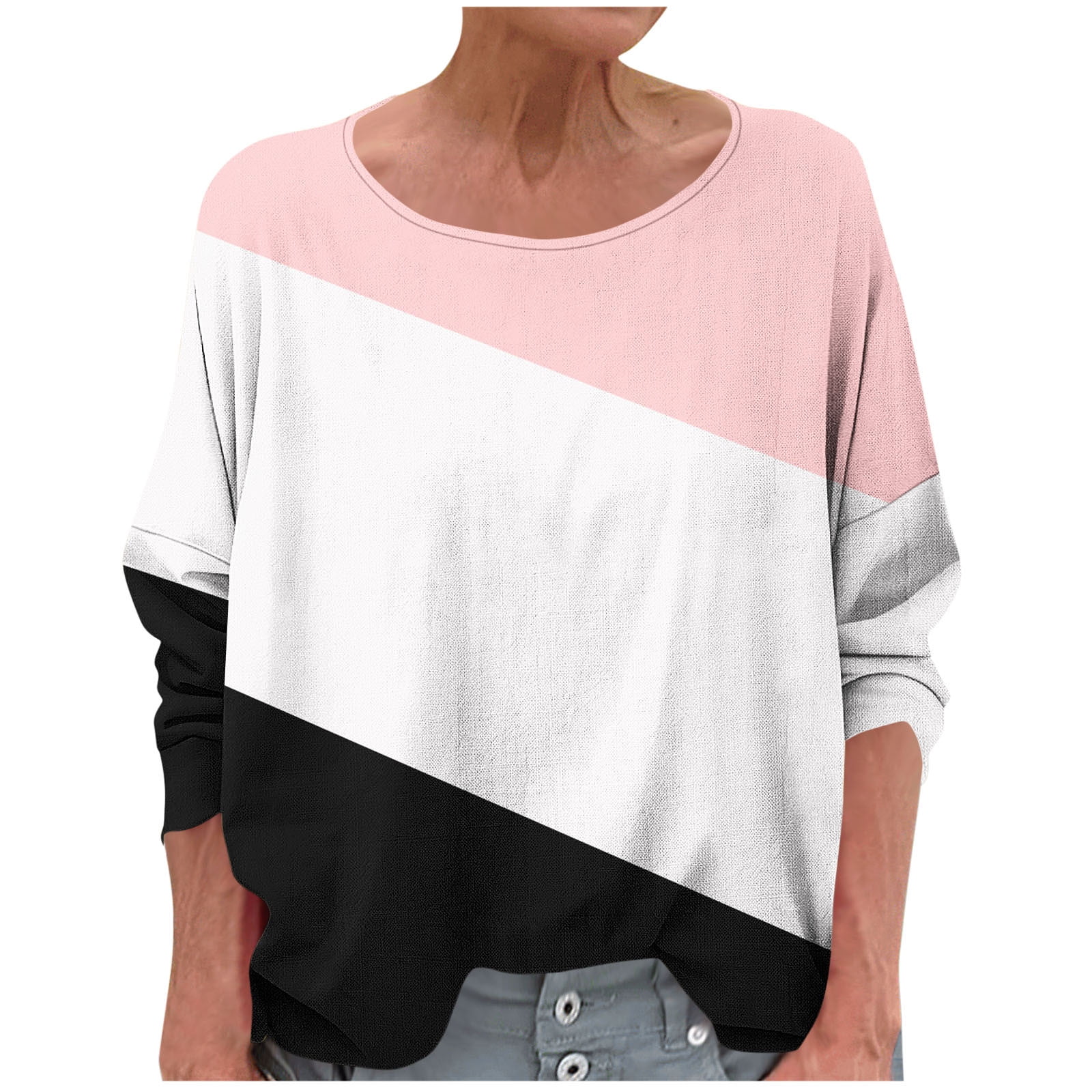 3/4 Sleeve Shirts for Women Drop Shoulder Tops Round Neck Summer ...