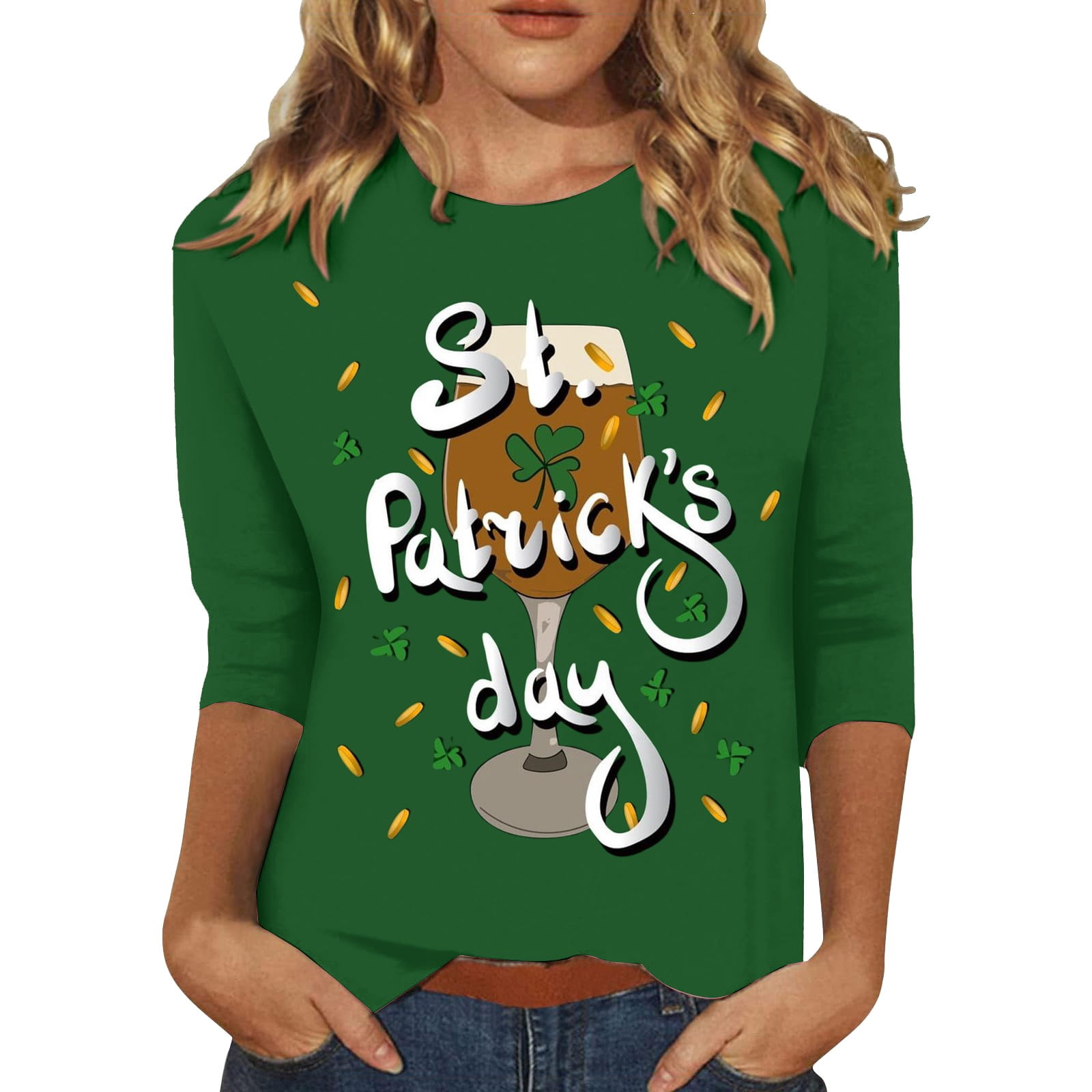 3/4 Sleeve St Patrick's Day Shirts for Women Business Work Top St ...