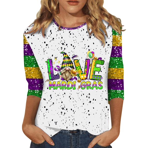 3/4 Sleeve T Shirts For Women Lobster Printed T Shirt Crew Neck Blouses ...