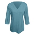 3/4 Sleeve T Shirts for Women V Neck Lightweight Tees Casual Solid ...