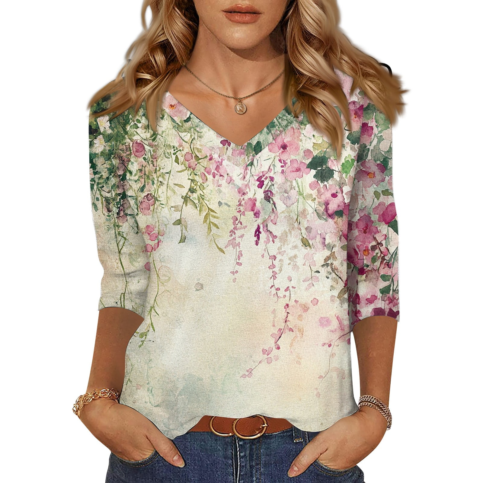 3/4 Sleeve Tops for Women,3/4 Sleeve T Shirts for Women,Womens 3/4 ...