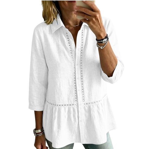 3/4 Sleeve Tops for Women New Button down Shirt for Women Summer Dressy ...