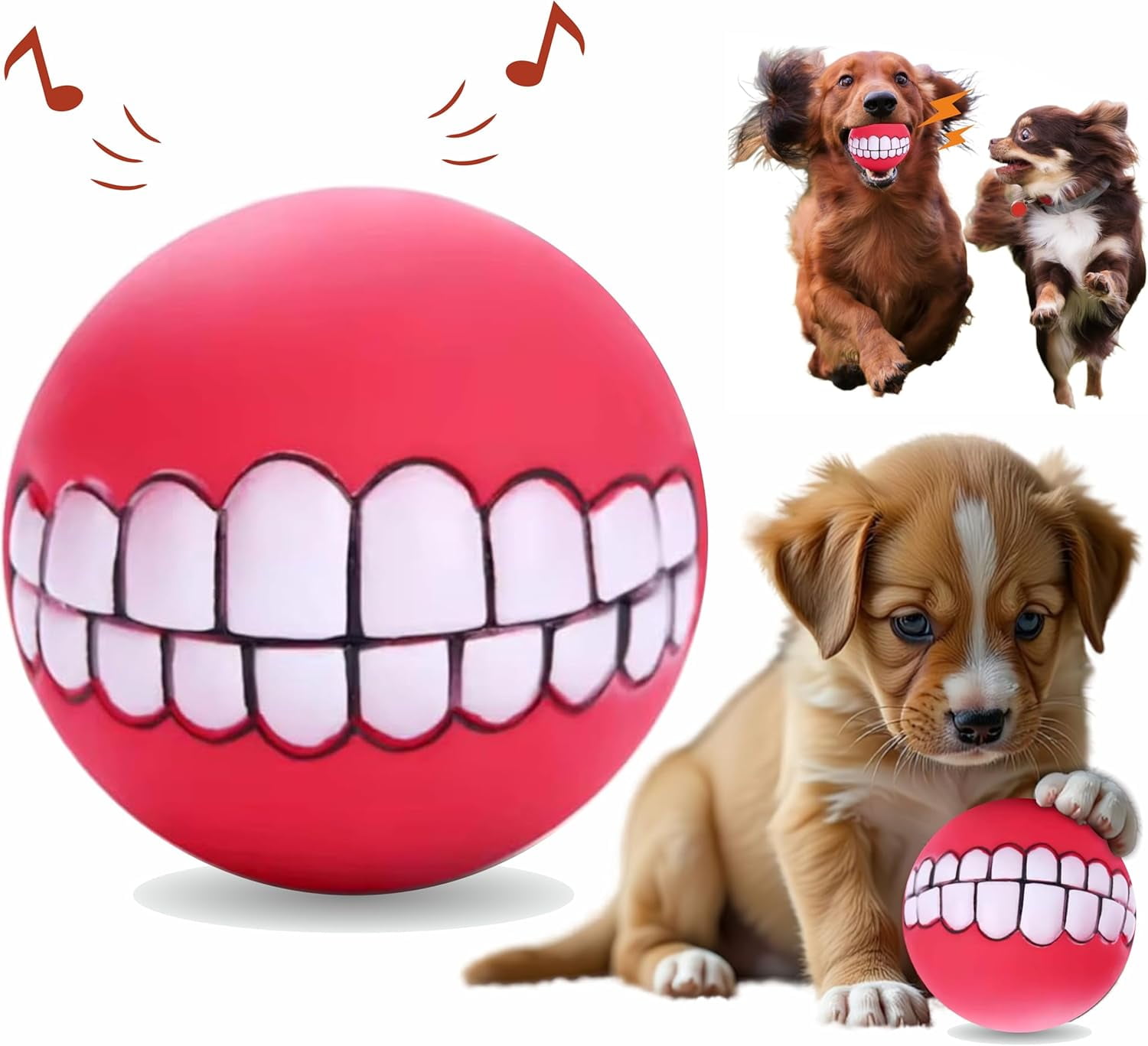 3.4" in Smile Dog Squeaky Ball, Relives Anxiety, Playing a pet, Clean ...
