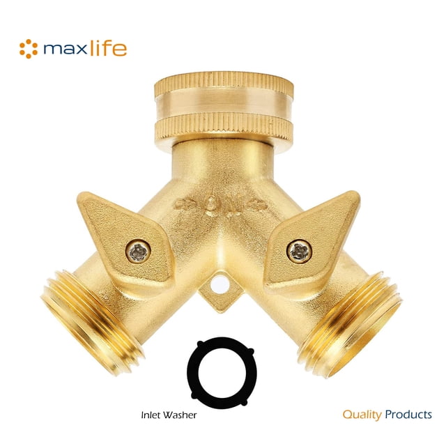 3/4" Solid Brass Double Two Way Tap Garden Connector Adaptor Hose ...