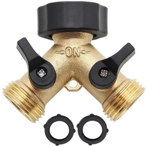3/4" Solid Brass Double Two Way Tap Garden Connector Adaptor Hose ...