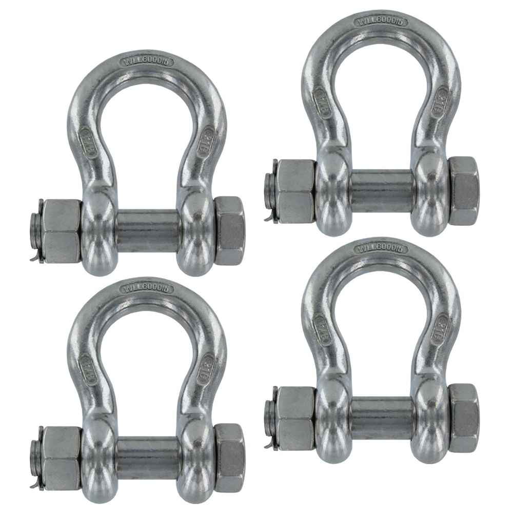 3/4" Stainless Steel Bolt Type Anchor Shackle Type 316 - 4 Pack ...
